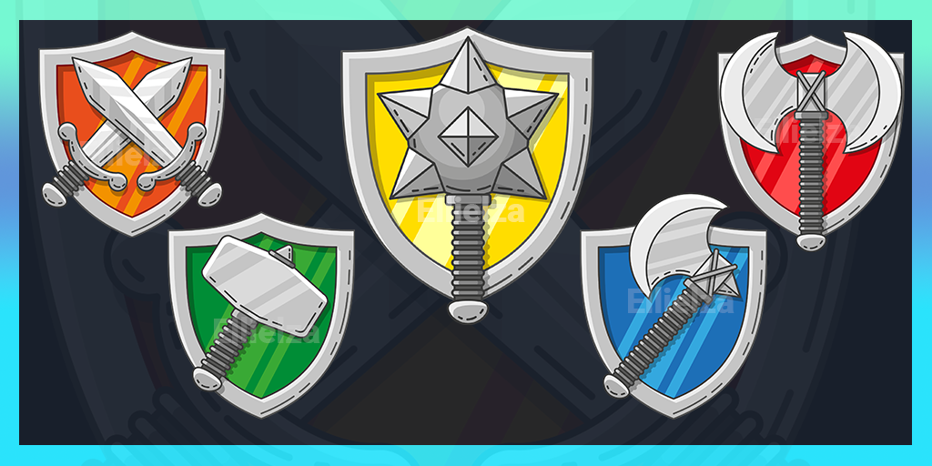 6x Medieval Shield Rank Icons - Vector | BuiltByBit
