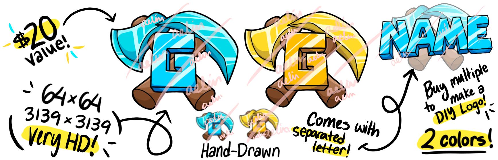 G Crossed Tools - Hand-Drawn Server Icon | BuiltByBit (MC-Market)