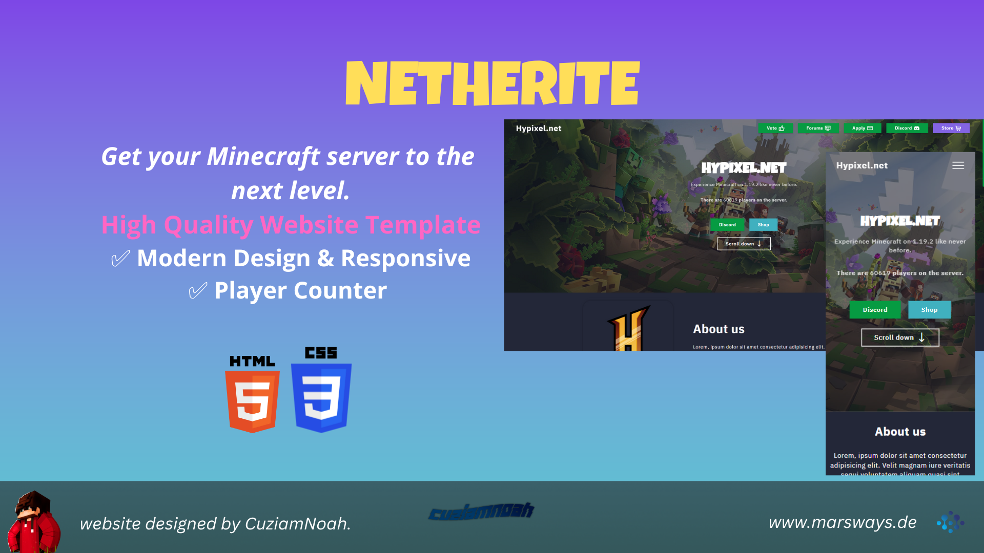 NETHERITE | Minecraft Website Template | BuiltByBit (MC-Market)