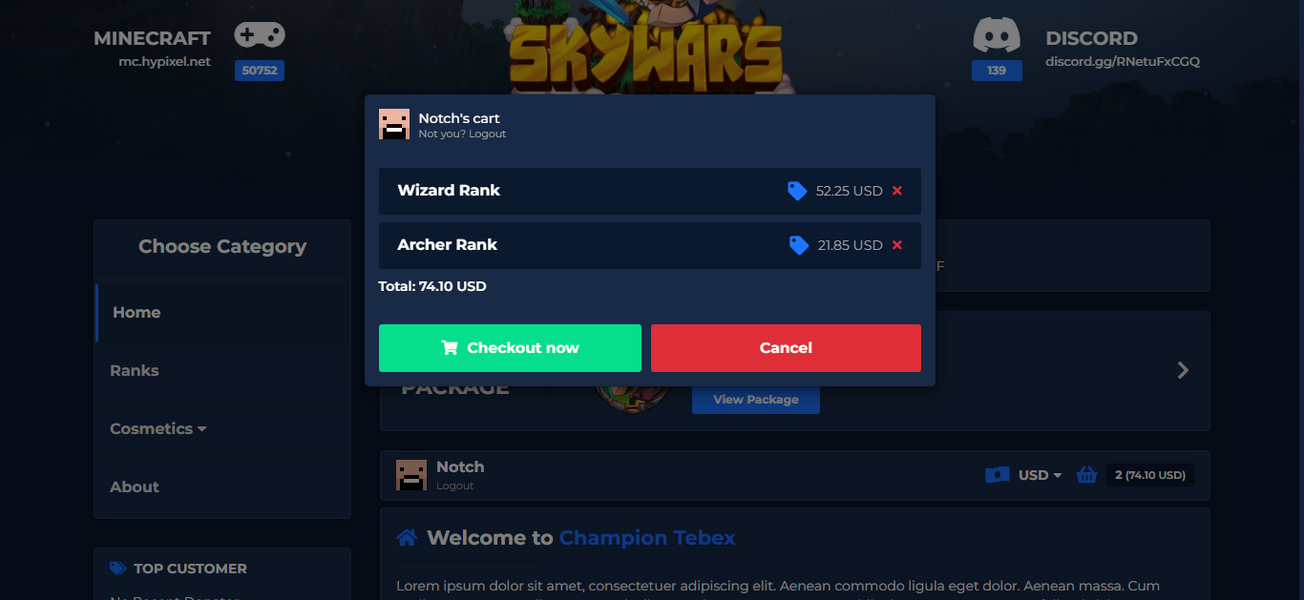 Gladiator Tebex Theme | BuiltByBit (MC-Market)