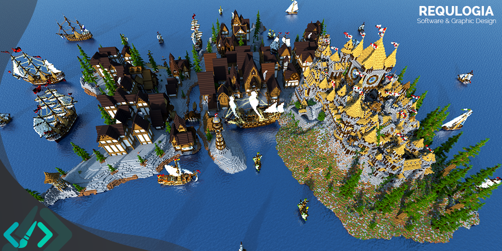 SURVIVAL - Medieval Seaport Map 500x500 | BuiltByBit (MC-Market)