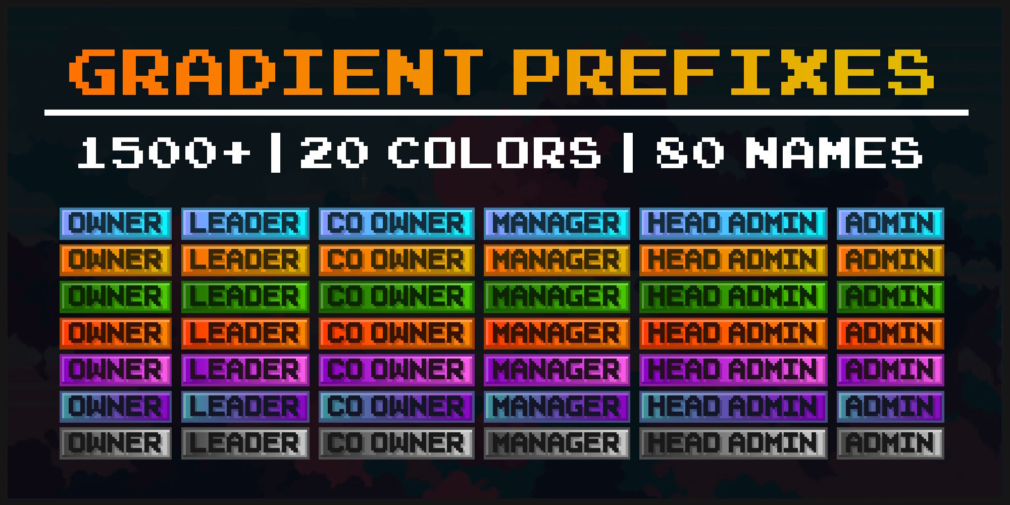 Gradient Prefix Pack - 1500 Prefixes | BuiltByBit (MC-Market)