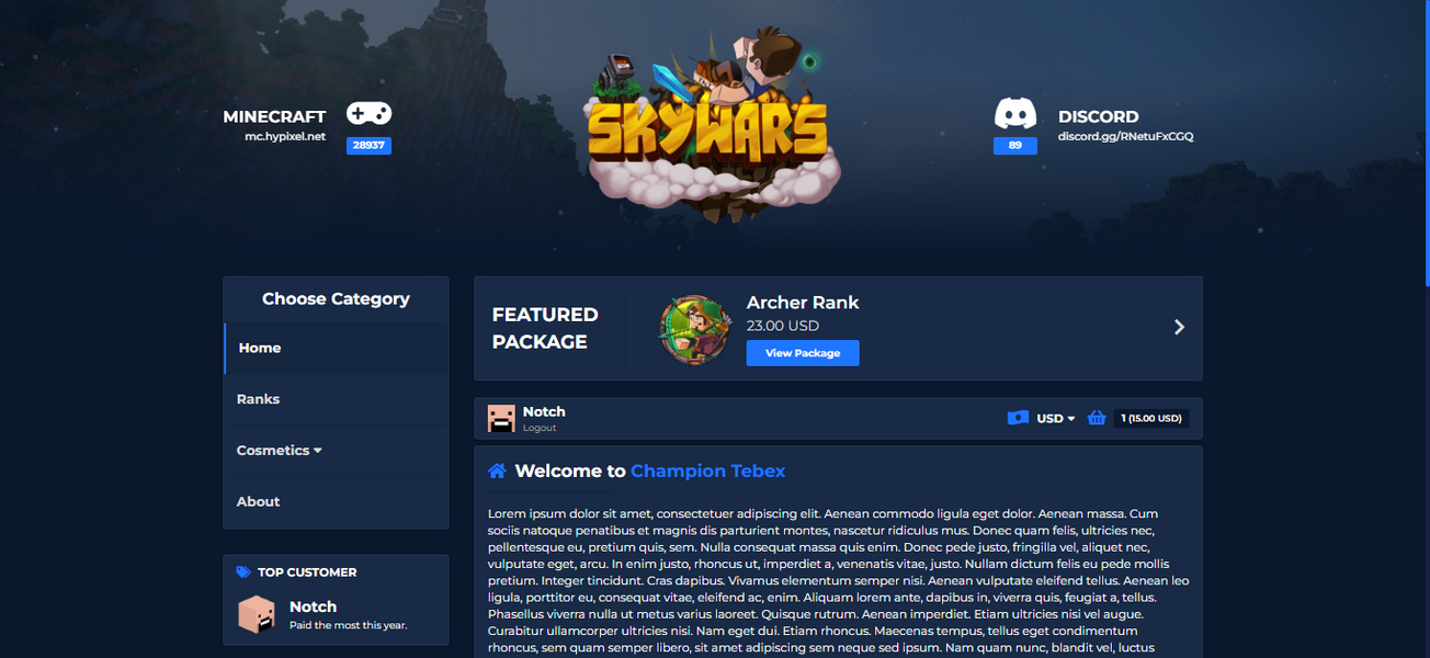 Gladiator Tebex Theme | BuiltByBit (MC-Market)