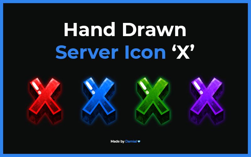 Hand-drawn Server Icon 'X' | 4 Colors | BuiltByBit