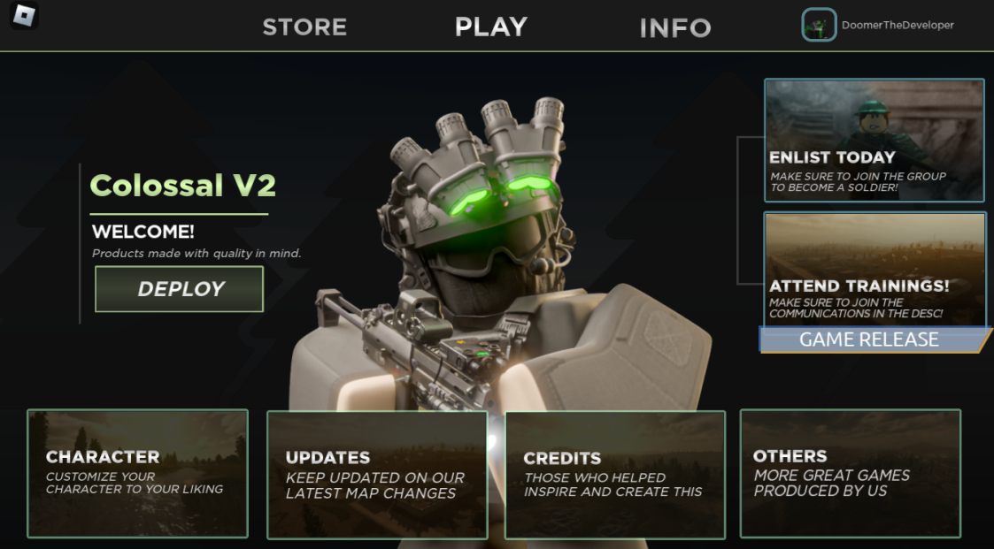 Project Colossal, Military Main Menu UI | BuiltByBit