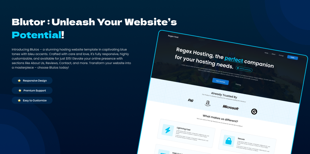 Blutor the hosting website template | BuiltByBit