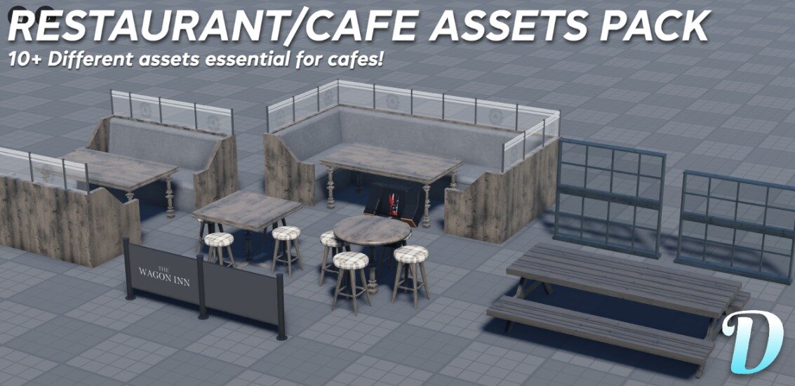 Cafe Furniture Asset Pack | BuiltByBit