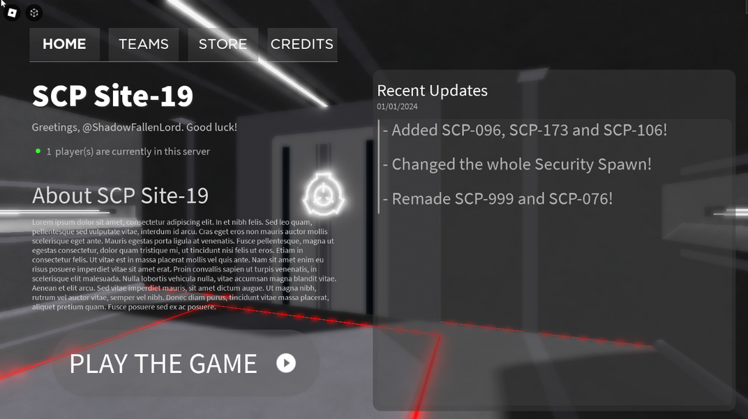 SCP Main Menu | BuiltByBit