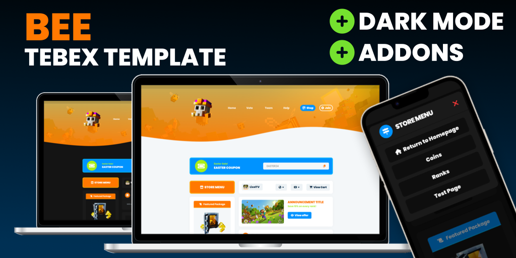 BEE Tebex Template | Dark/Light | BuiltByBit