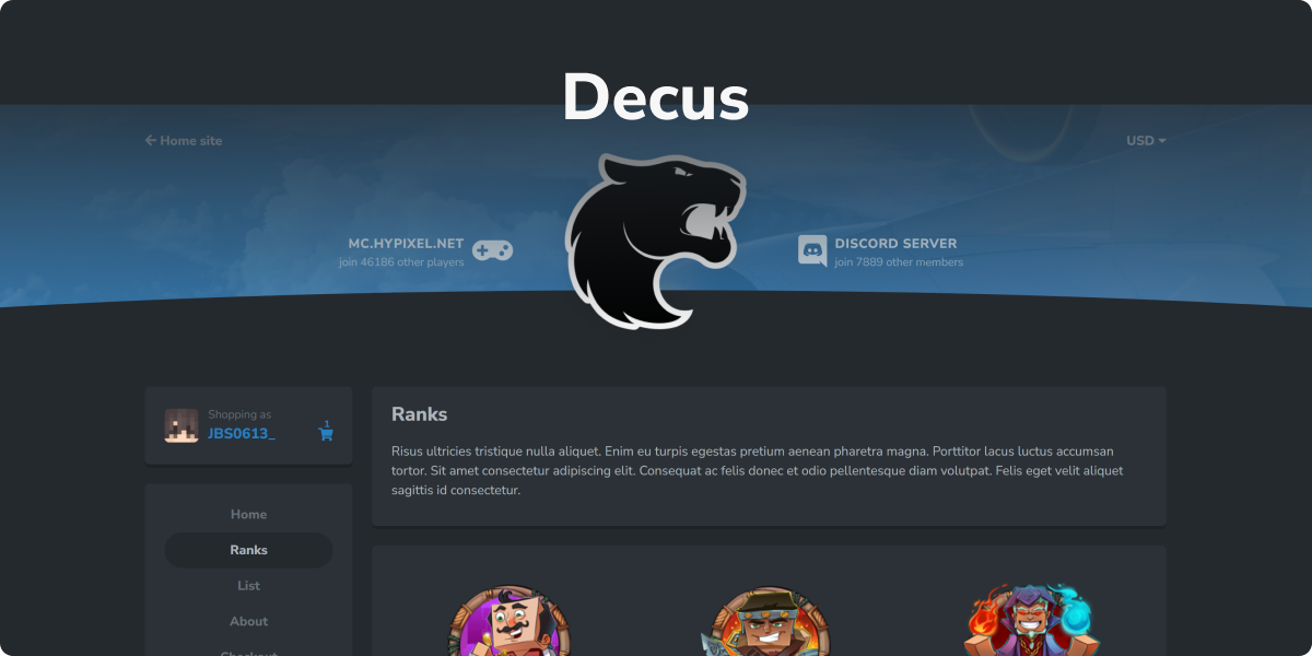 Decus - Tebex Template | BuiltByBit
