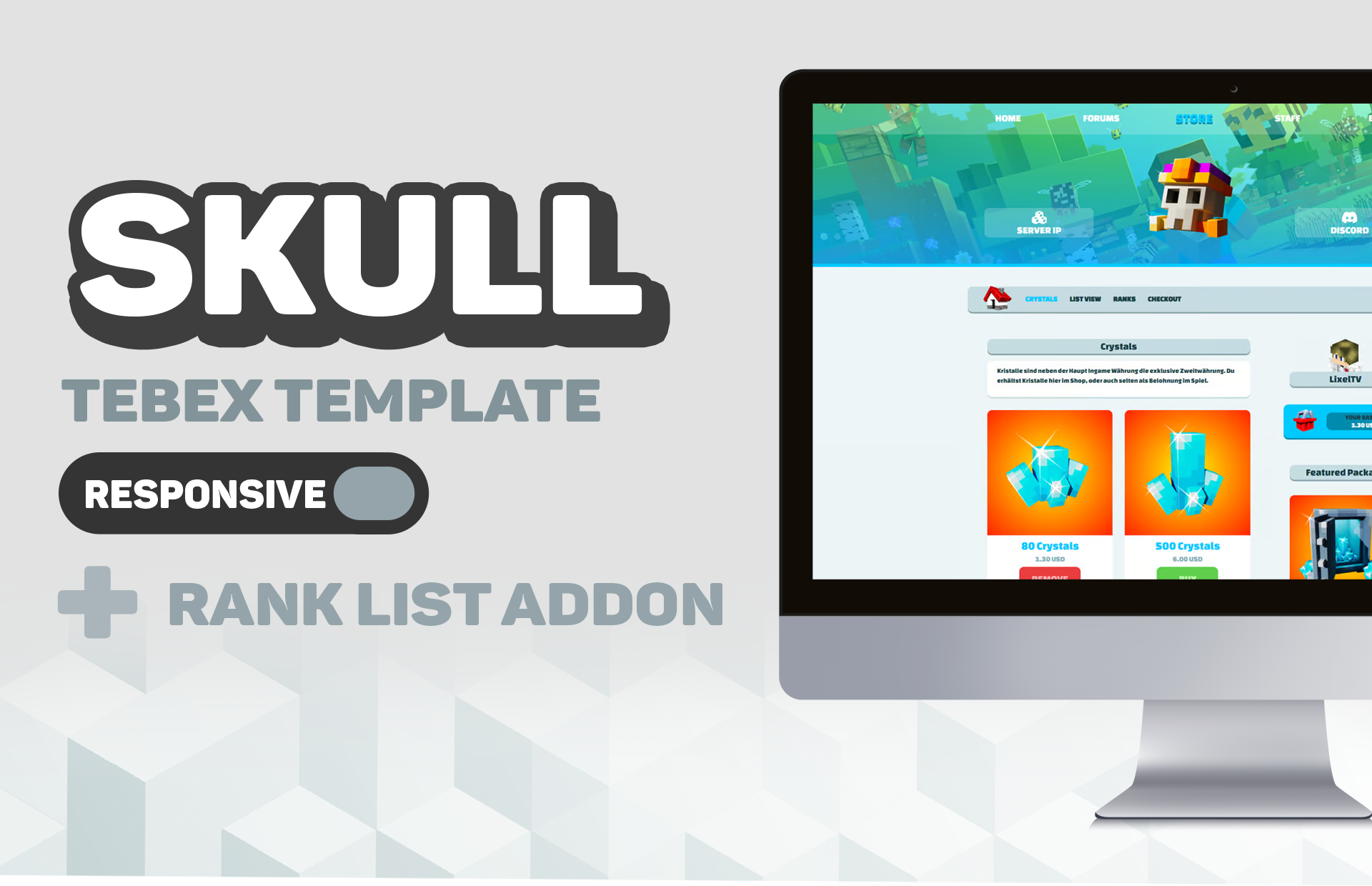 SKULL Tebex Template + Rank table addon | BuiltByBit