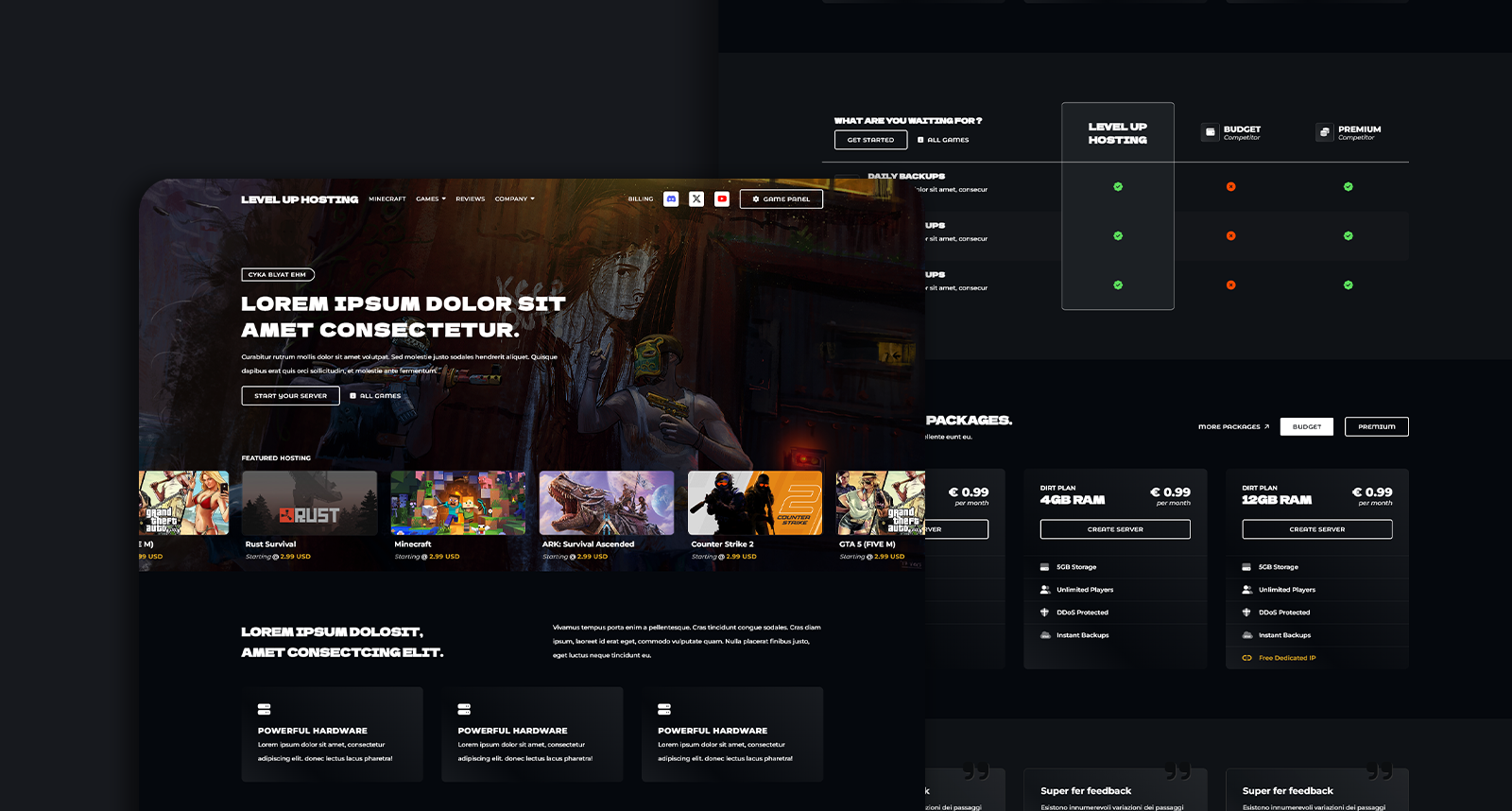 LevelUp Hosting Company Website | BuiltByBit