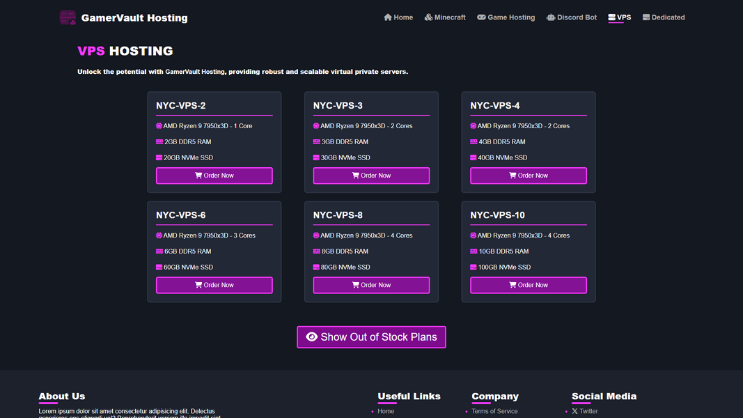 GamerVault Hosting Template | BuiltByBit