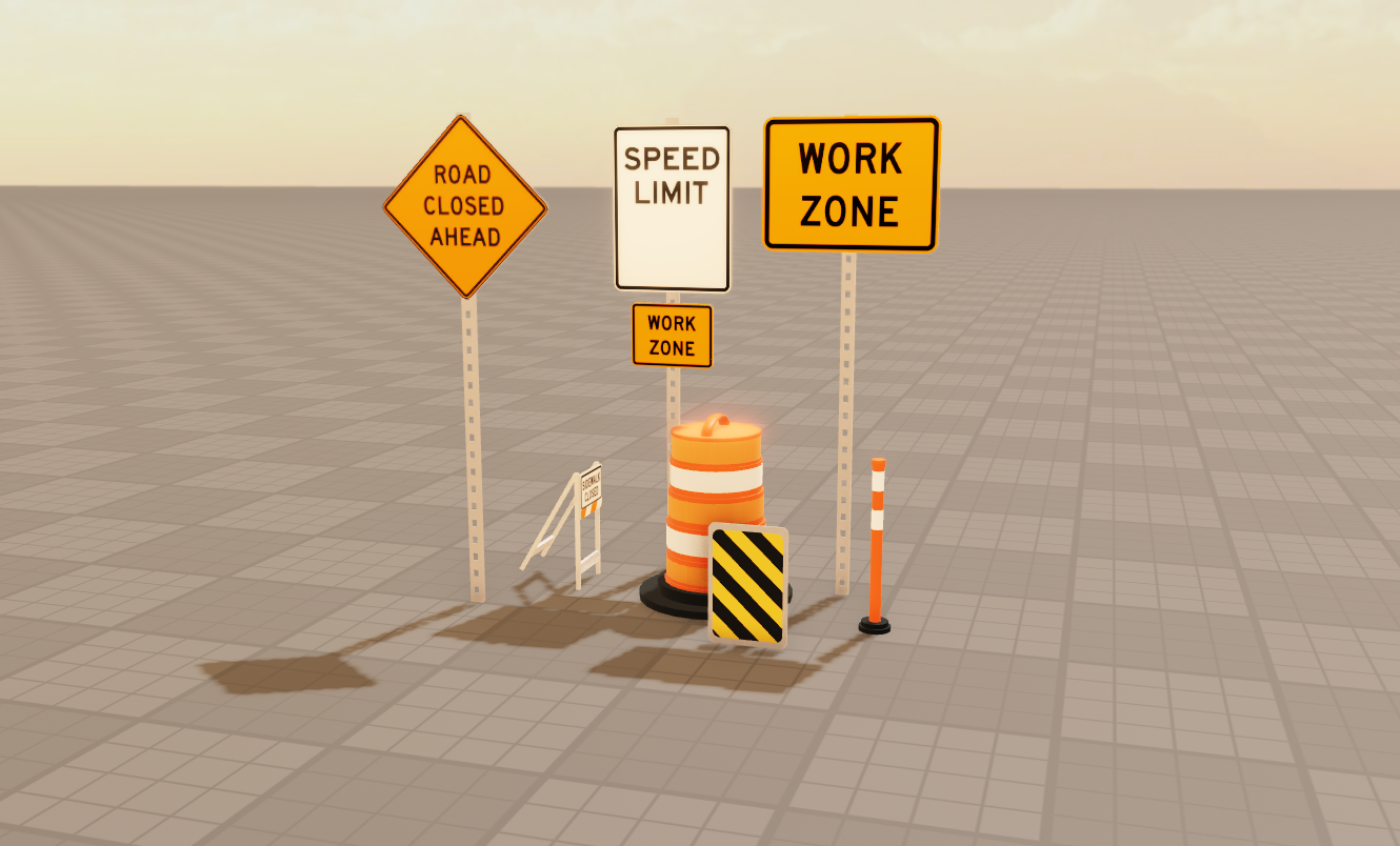 Roadwork Sign Pack | BuiltByBit