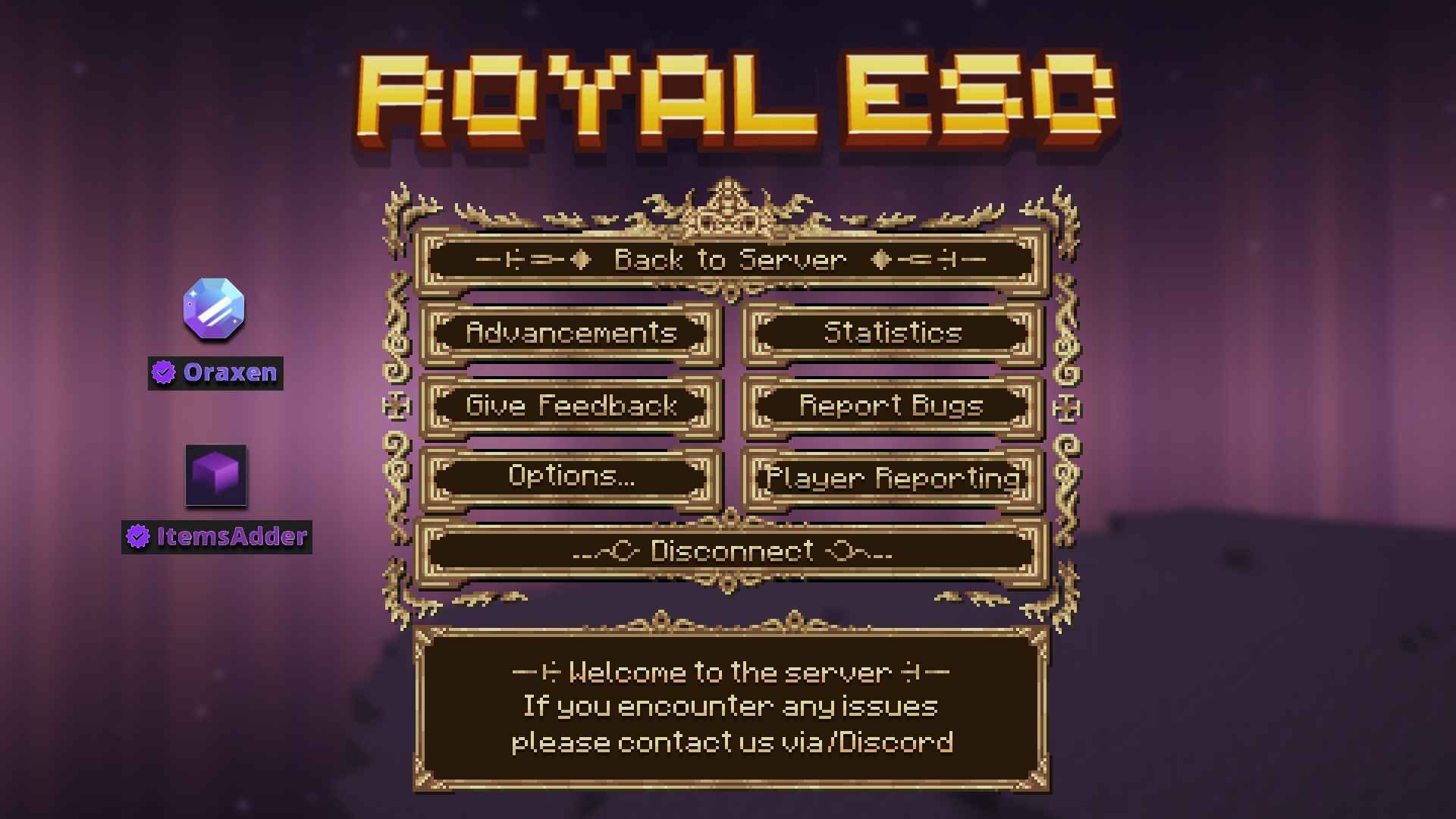 Royal ESC / Pause Menu | Nexo/IA/Oraxen | BuiltByBit