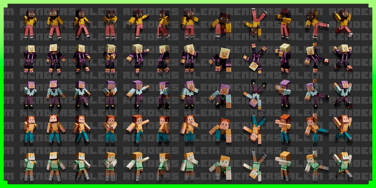 Minecraft Default Skins Renders | BuiltByBit