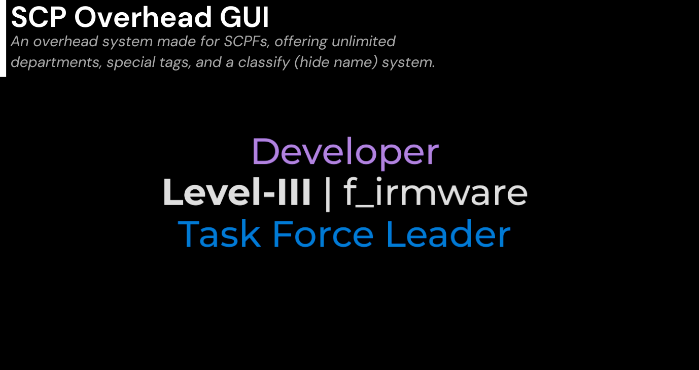 SCP Overhead GUI System | BuiltByBit