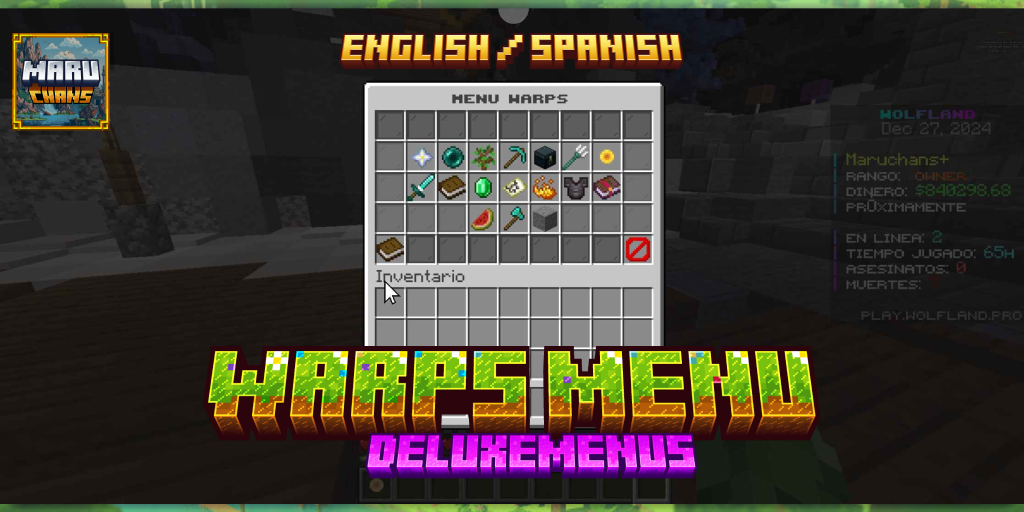 WarpsMenu | DeluxeMenus | En - Es | BuiltByBit