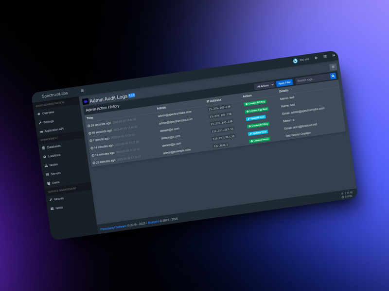 Pterodactyl Admin Logs | BuiltByBit