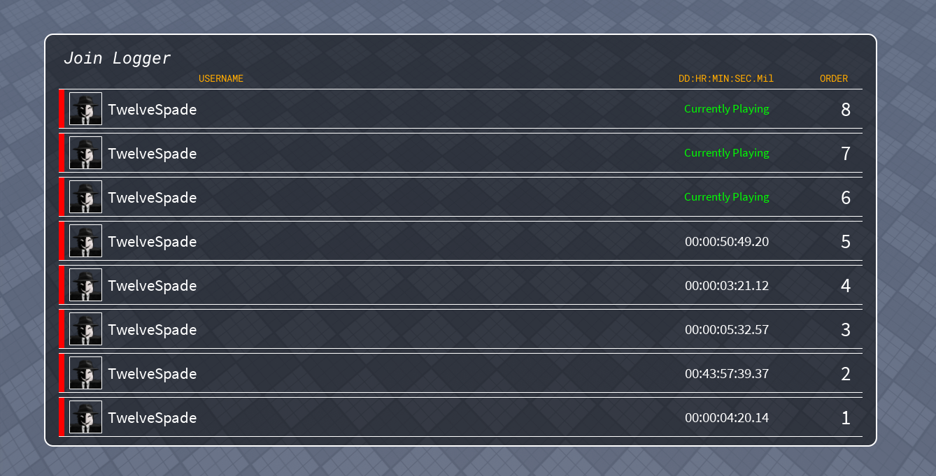 Join Logger | Twelve Spade | BuiltByBit