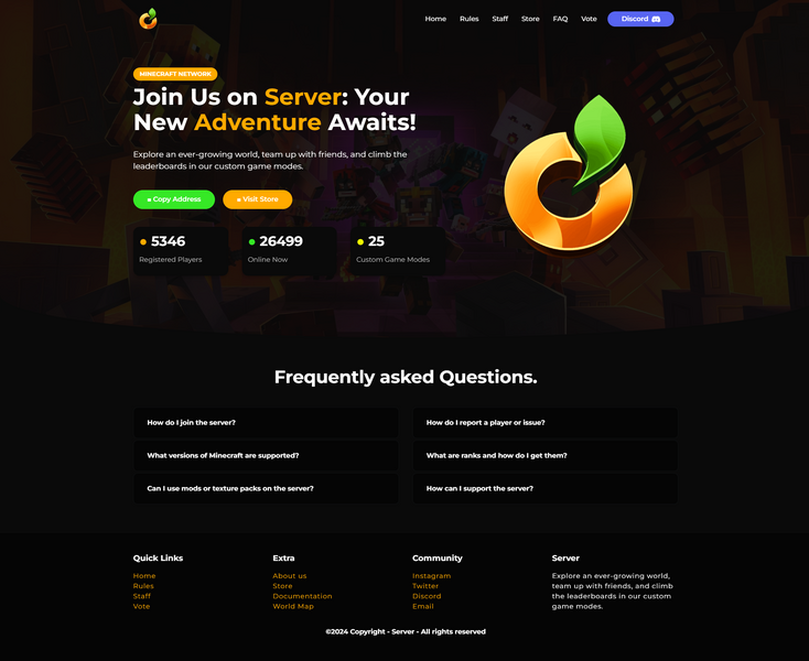 Sunstone - Minecraft website template | BuiltByBit