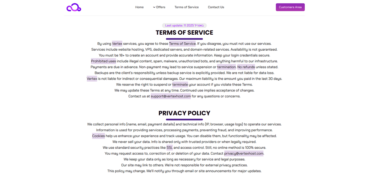 Vertex Host Premium Hosting Template | BuiltByBit