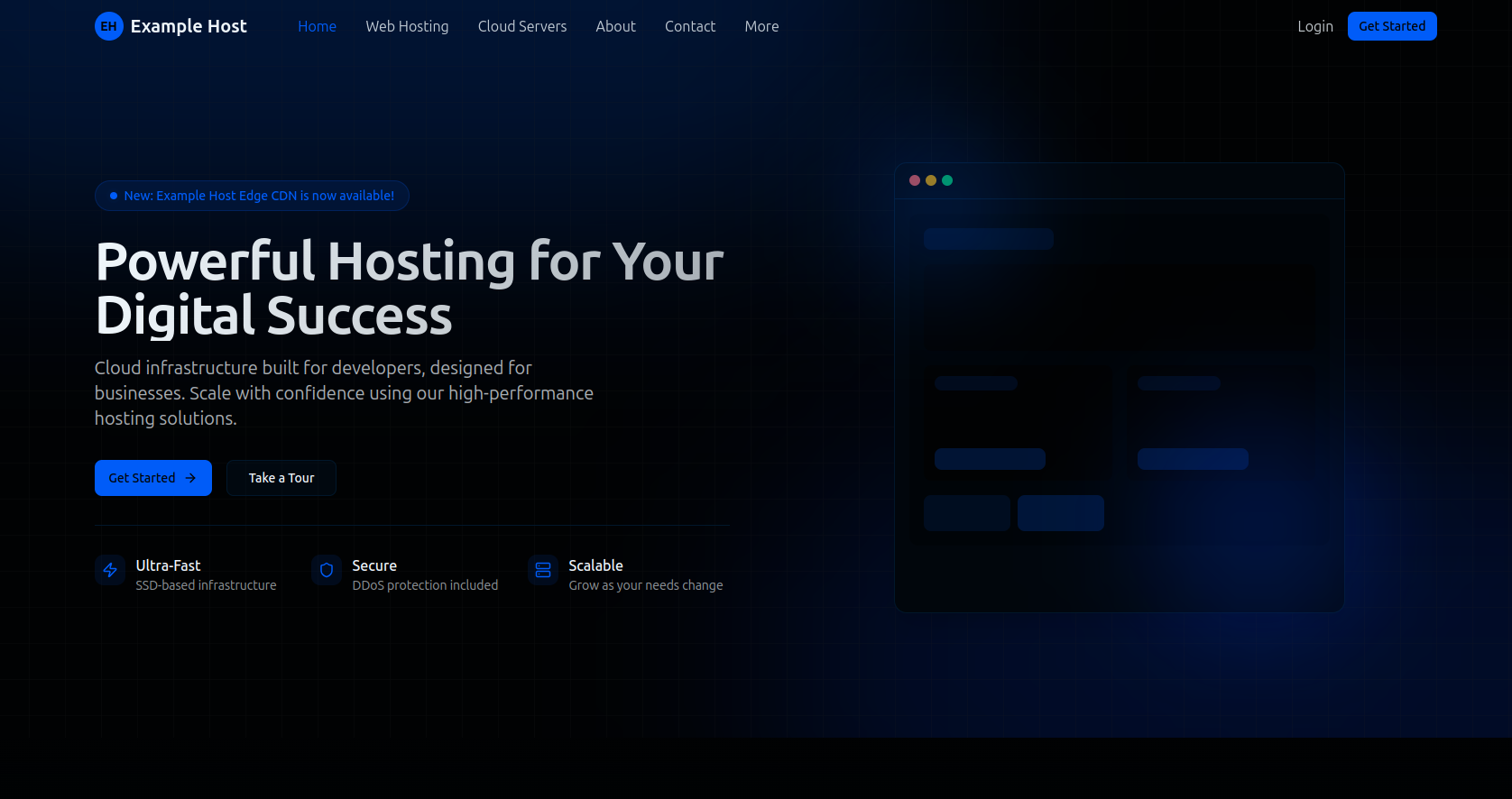 Dark themed Hosting Website Template | BuiltByBit