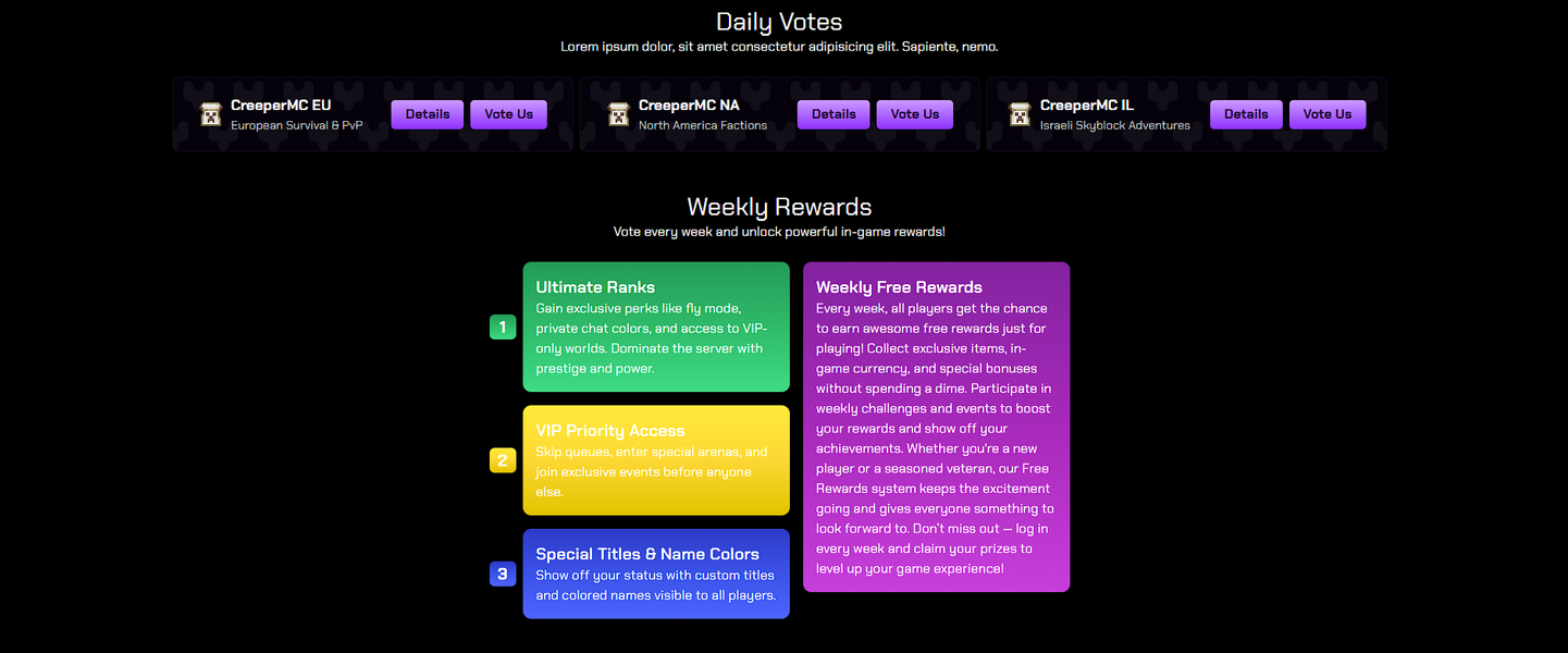 CreeperMC Minecraft Servers Template | BuiltByBit