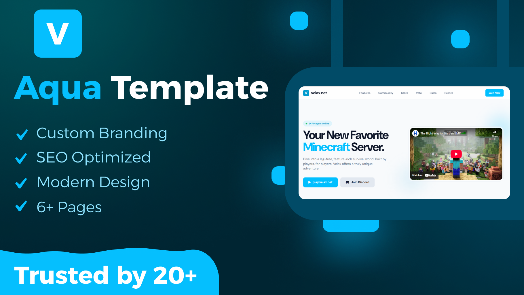 Aqua - Minecraft Server Website Template | BuiltByBit
