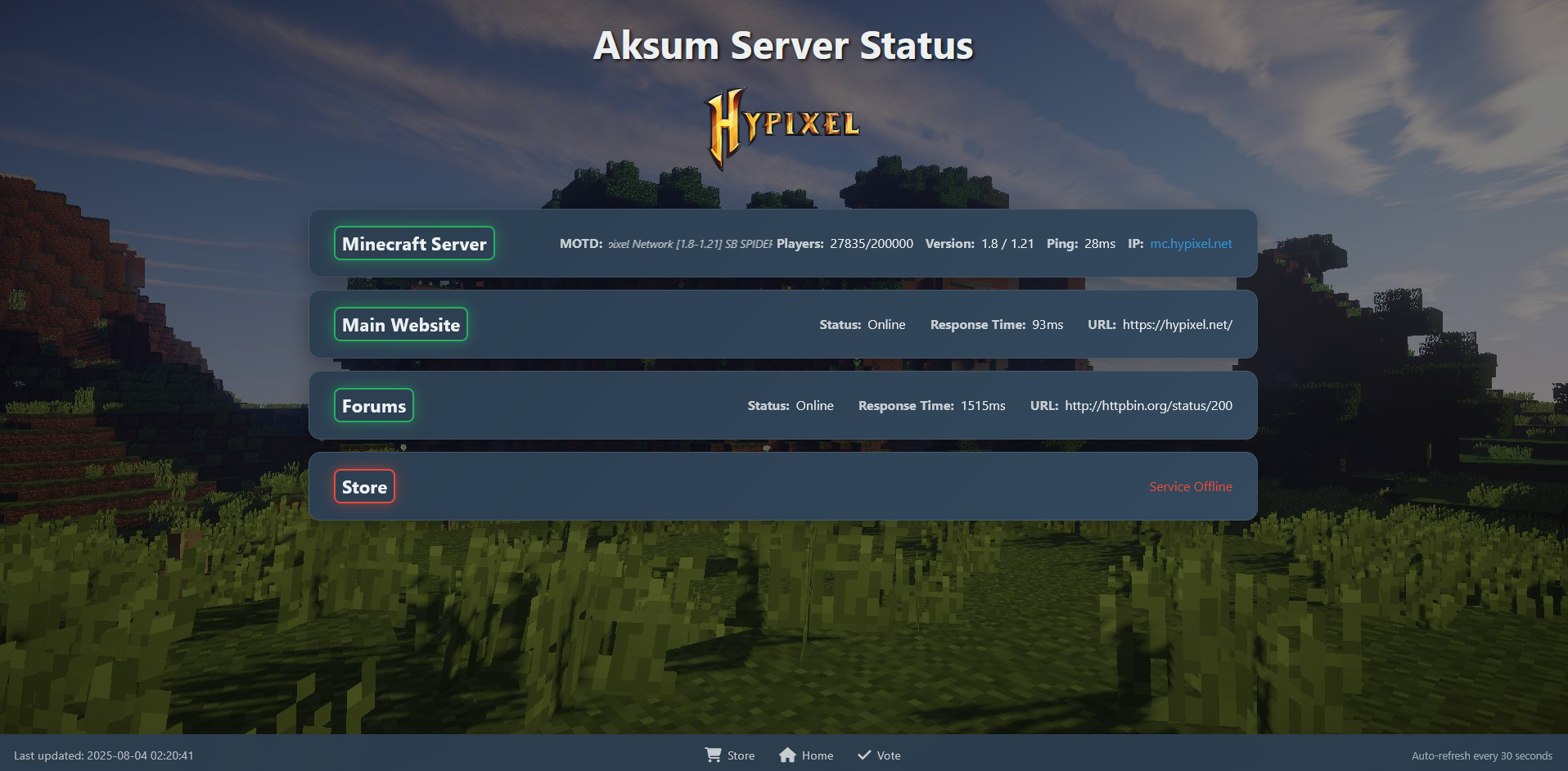 Aksum - Server Status Page | BuiltByBit