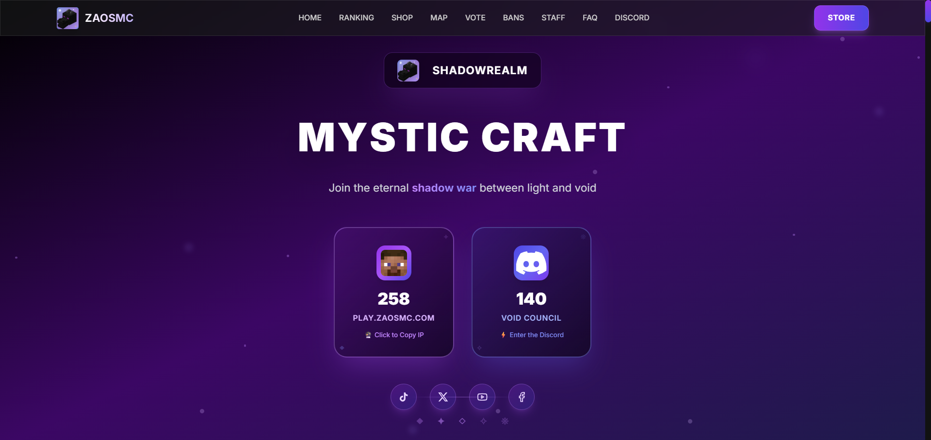 Mystic Minecraft Server Website Template | BuiltByBit